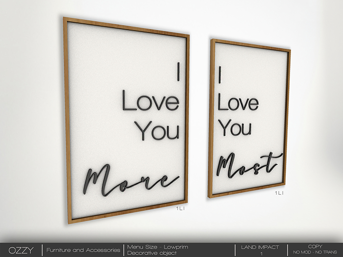 Second Life Marketplace - [[OZZY]] Poster Wall Decor Romatic